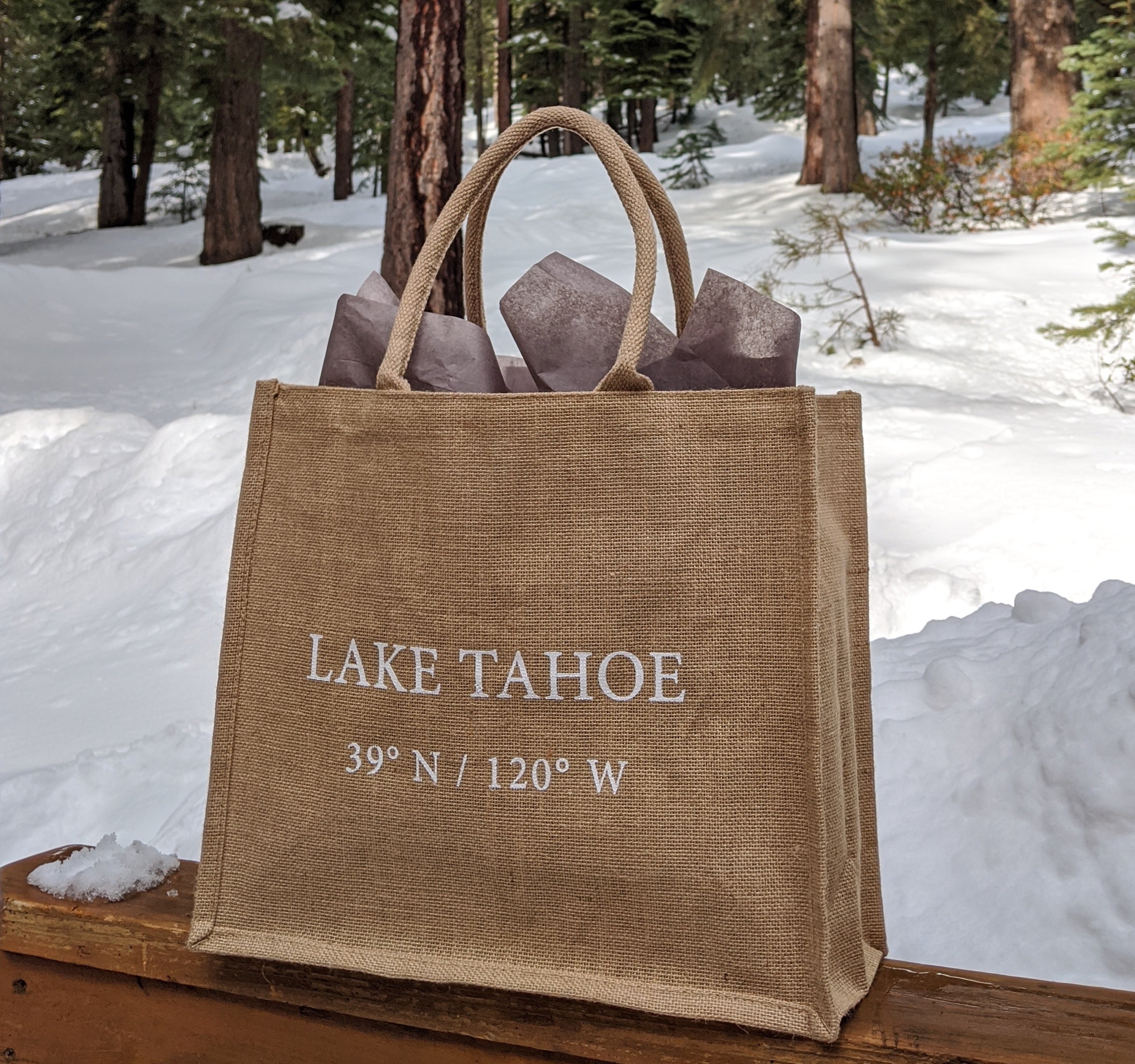 Lake Tahoe Coordinates Jute Tote – Santa Barbara Company